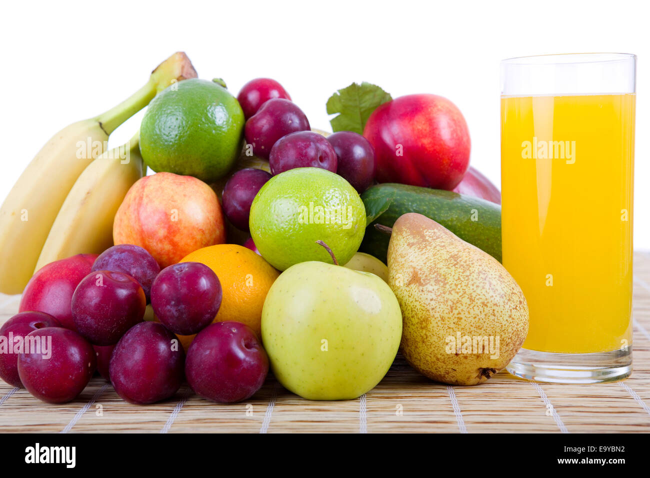 fruits and juice isolated on white background Stock Photo - Alamy