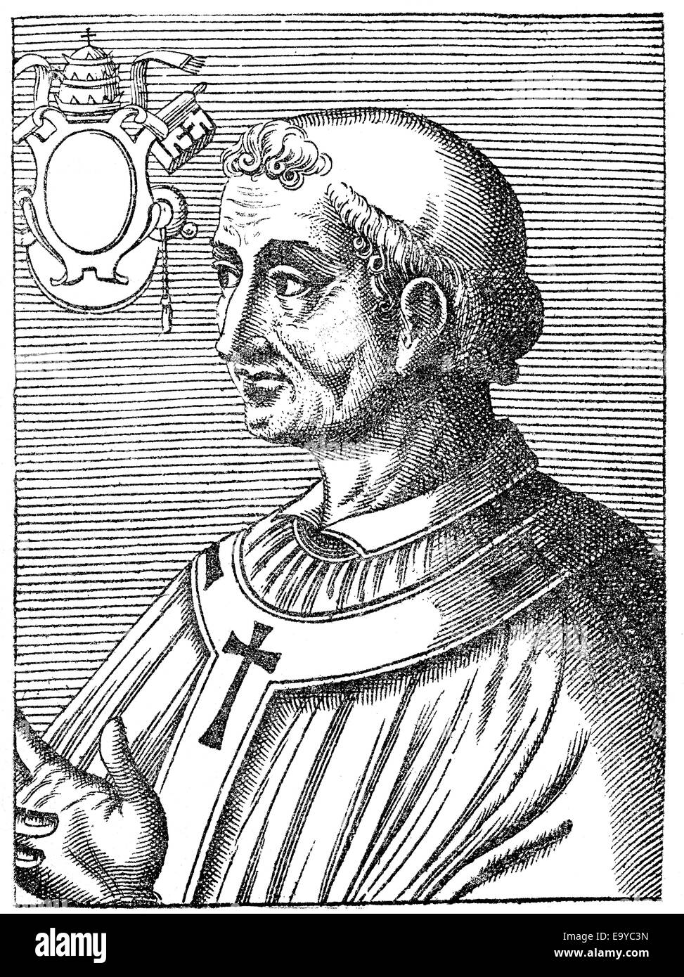 Pope Adrian II or Adrianus PP. II, Adriano II, 792- 872, Pope from 867 to 872, Papst Hadrian II ...