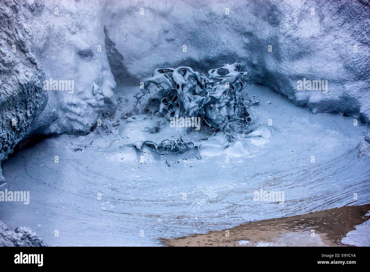 Hot boiling mud from volcanic activity in geothermal region of Hverir ...
