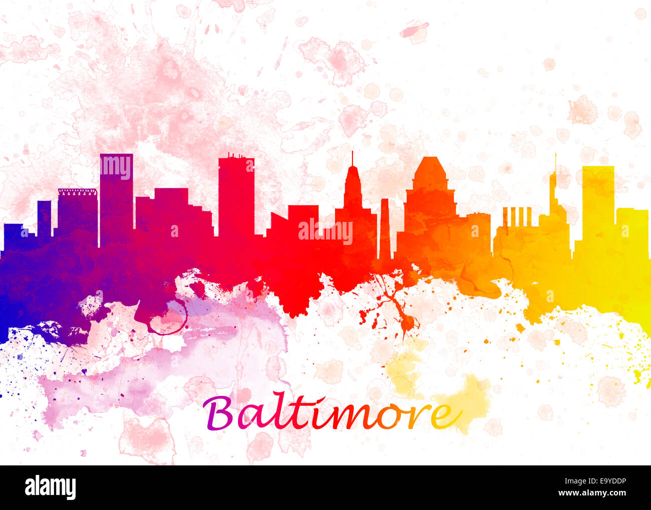Watercolor art print of the skyline of Baltimore USA Beautiful Wall Art ...