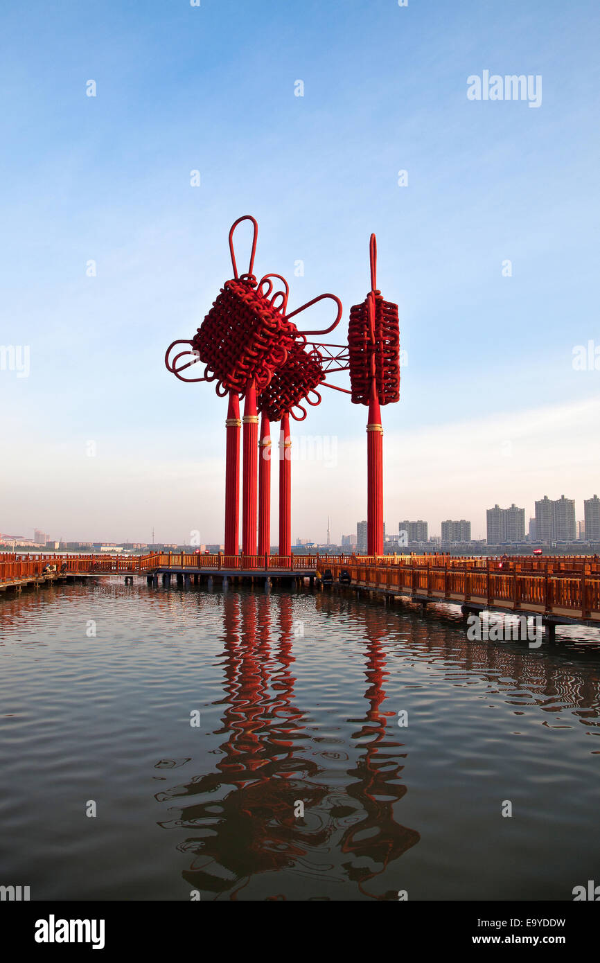 Daqing landmark - the world's highest water Chinese knot Stock Photo ...