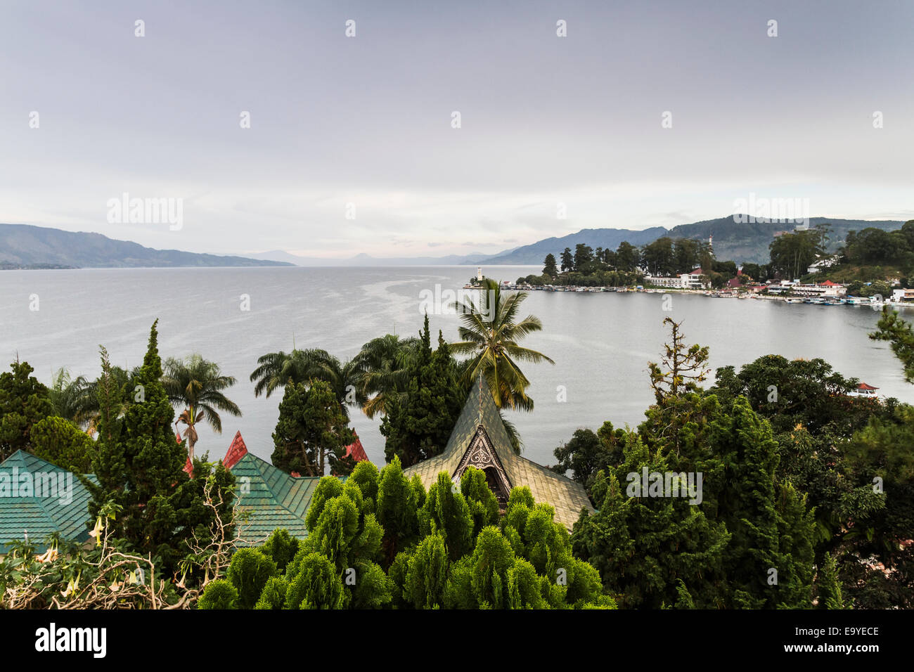 Panoramic view of Lake Toba from Parapat, North Sumatra, Indonesia ...