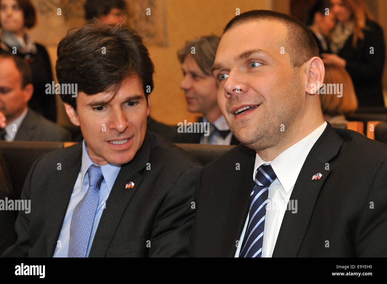 U.S. ambassador to the Czech Republic Andrew Schapiro (left) visits the ...