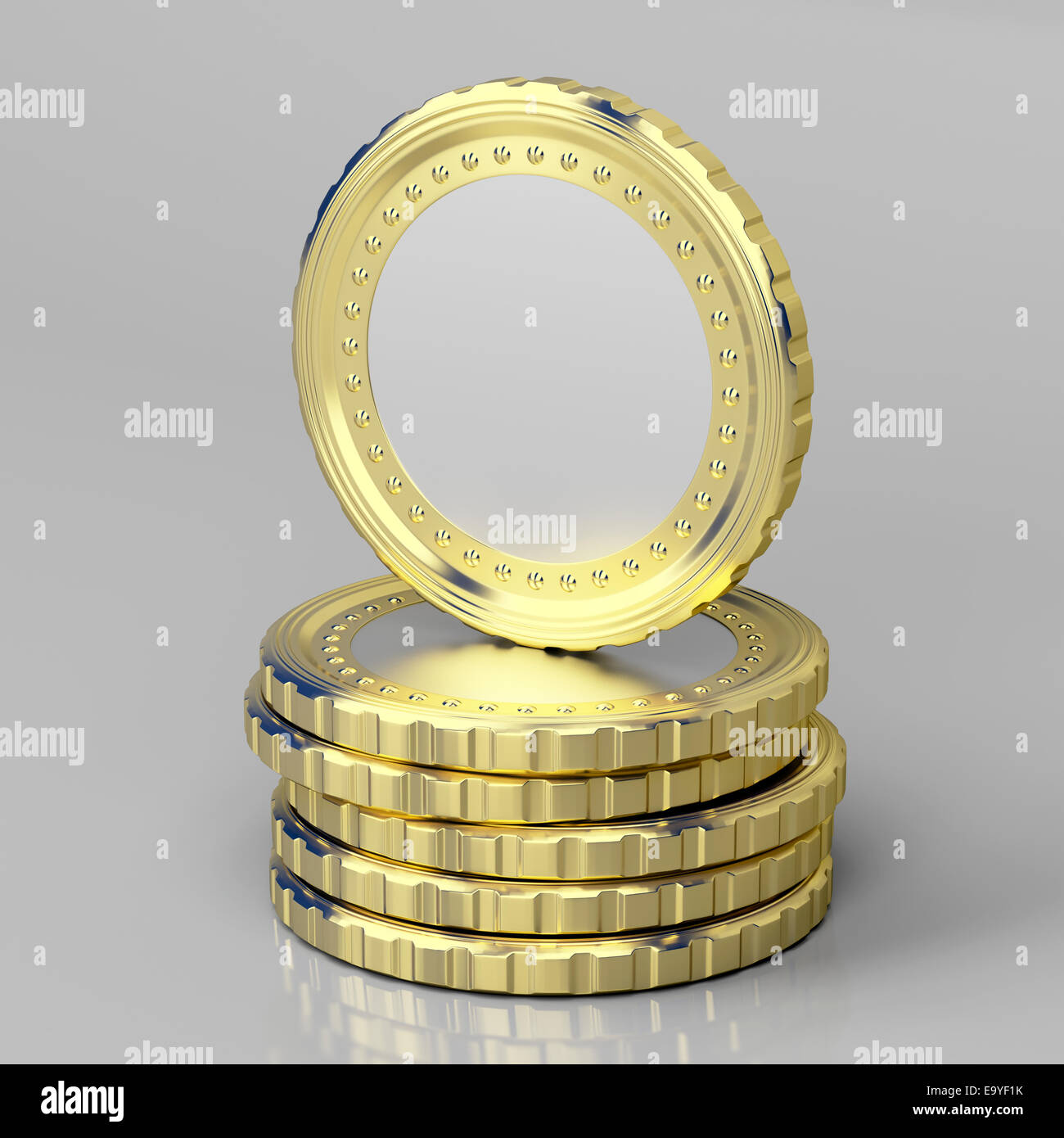 Blank coins on shiny gray background Stock Photo - Alamy