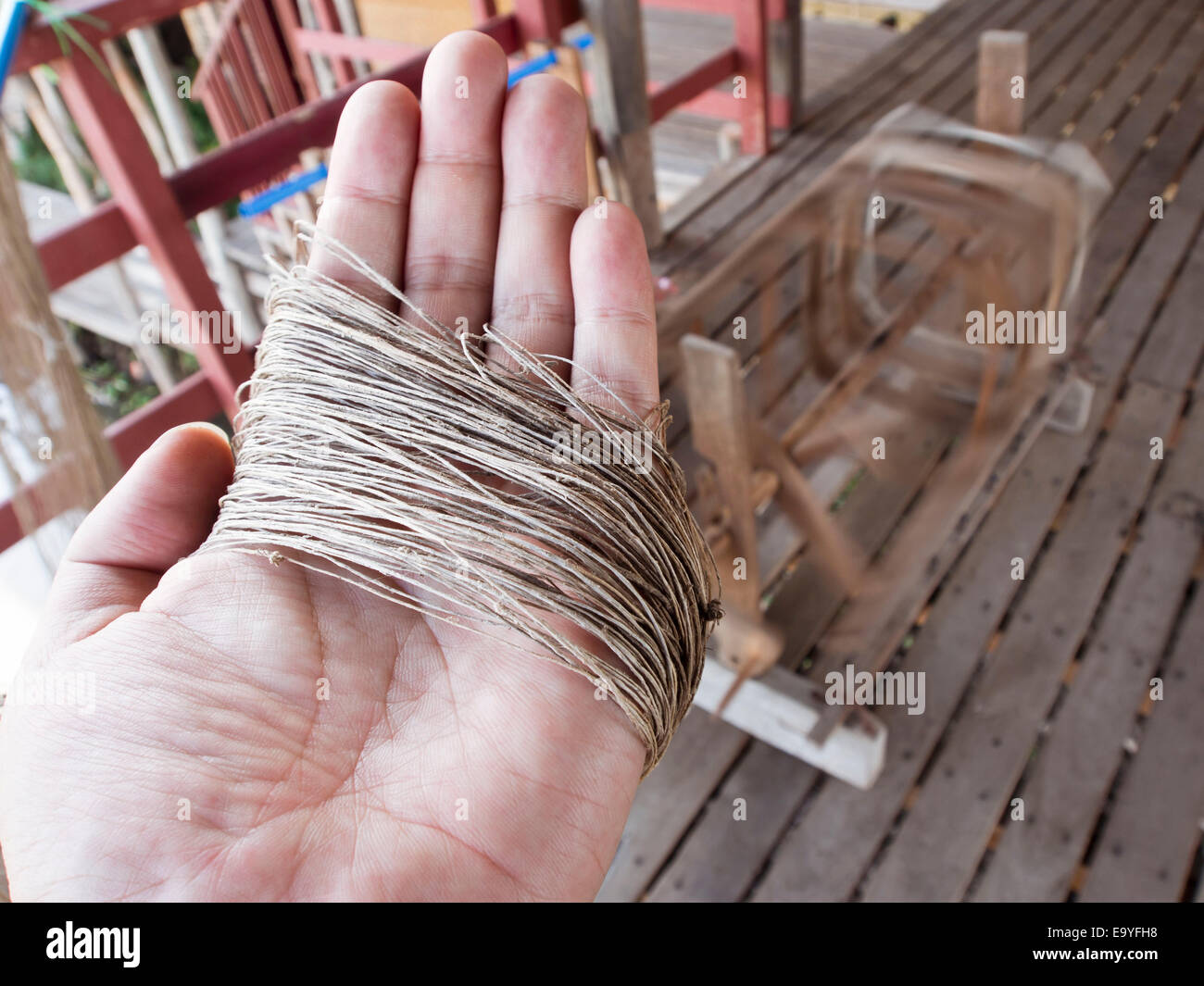 Myanmar Inle Lake lotus root silk textiles Stock Photo - Alamy
