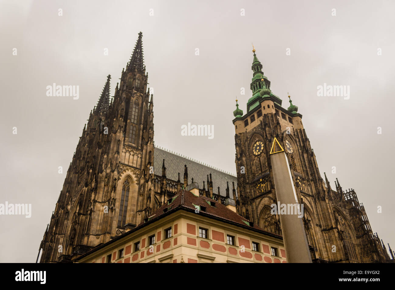 the exterior facade of the cathedral of St Vitus in Prague, a church ...