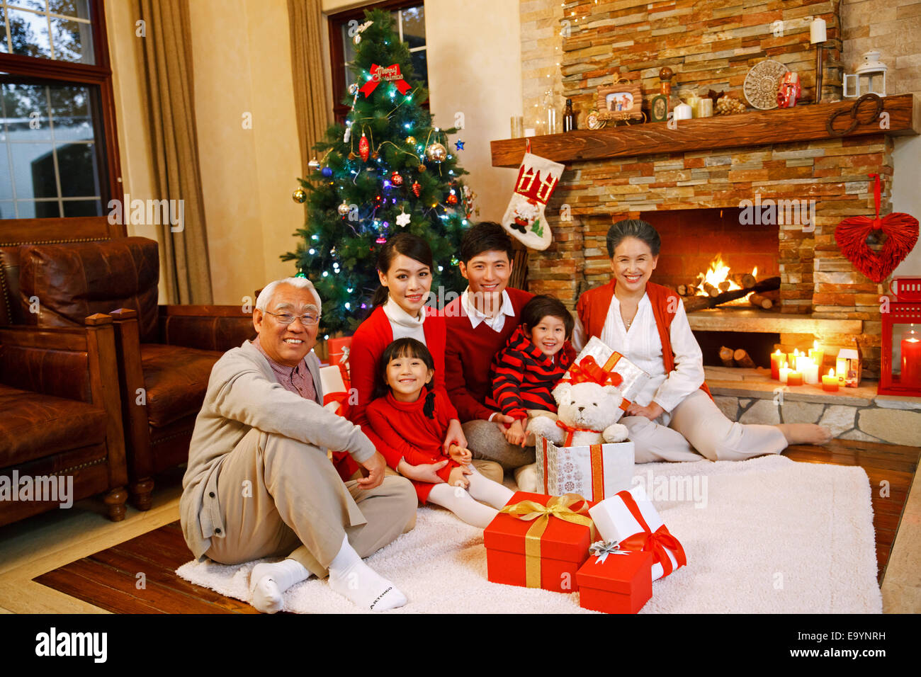 Family on Christmas Stock Photo - Alamy
