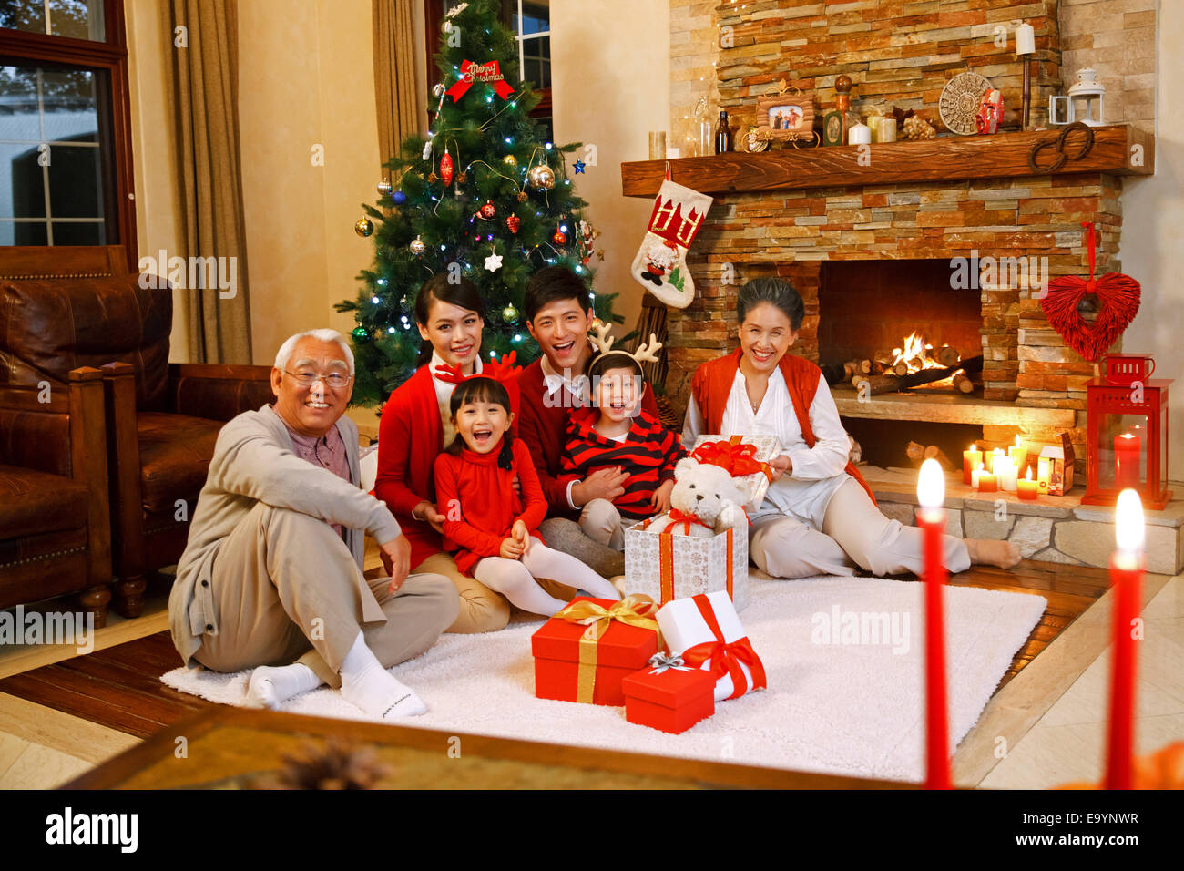 Family on Christmas Stock Photo - Alamy