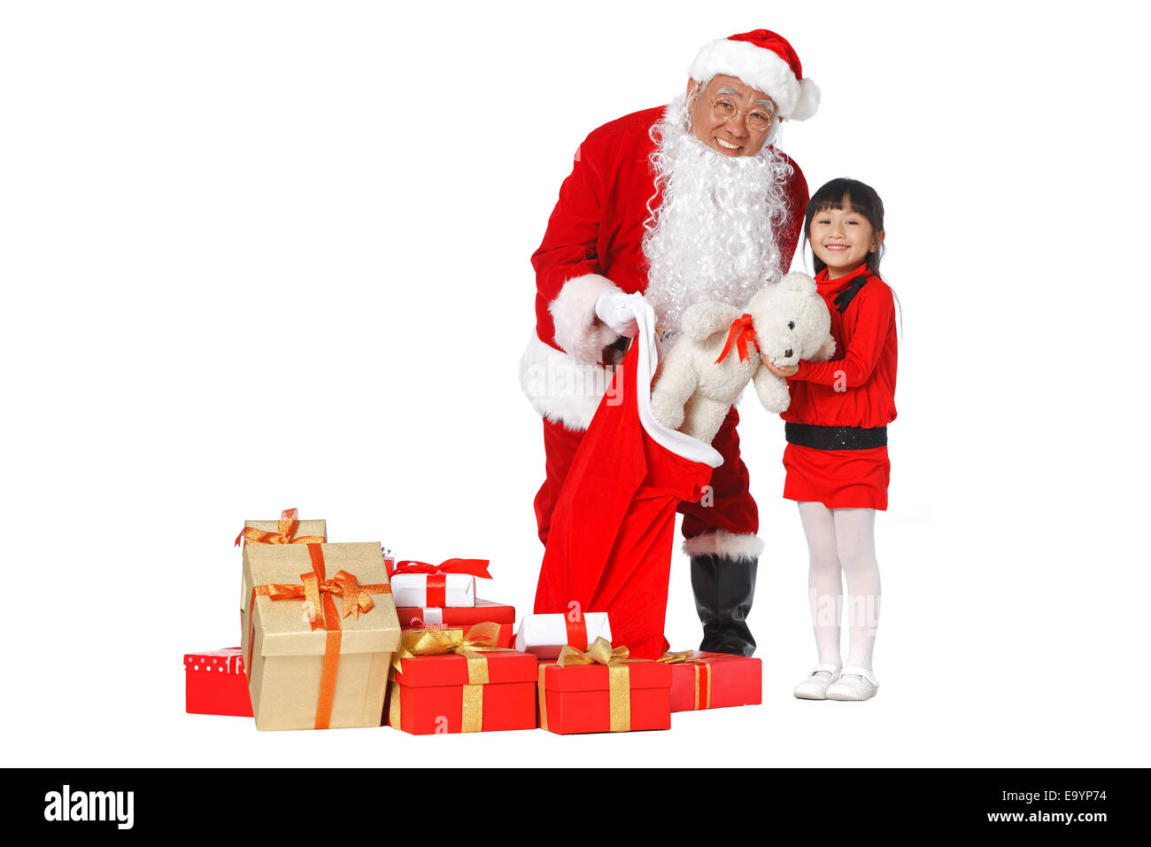 Santa Claus with girl Stock Photo - Alamy