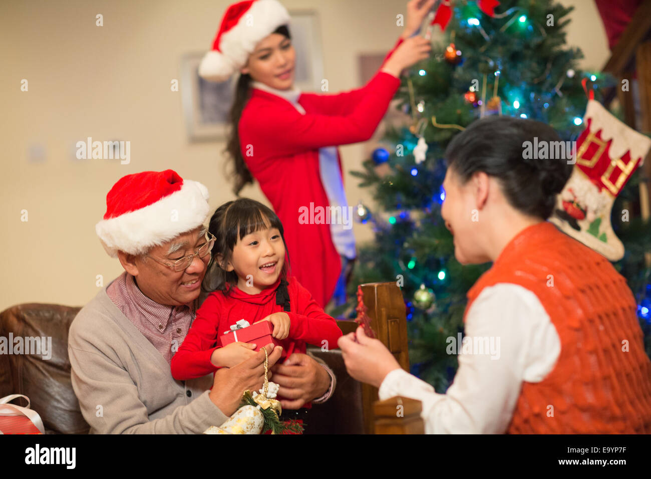 Family on Christmas Stock Photo - Alamy