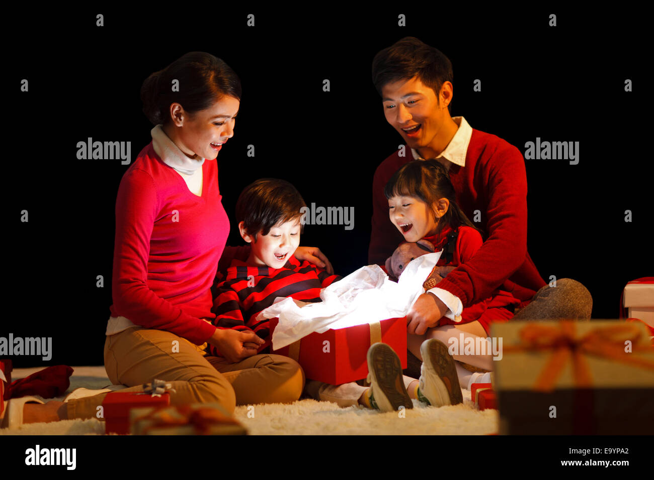 Family on Christmas Stock Photo - Alamy