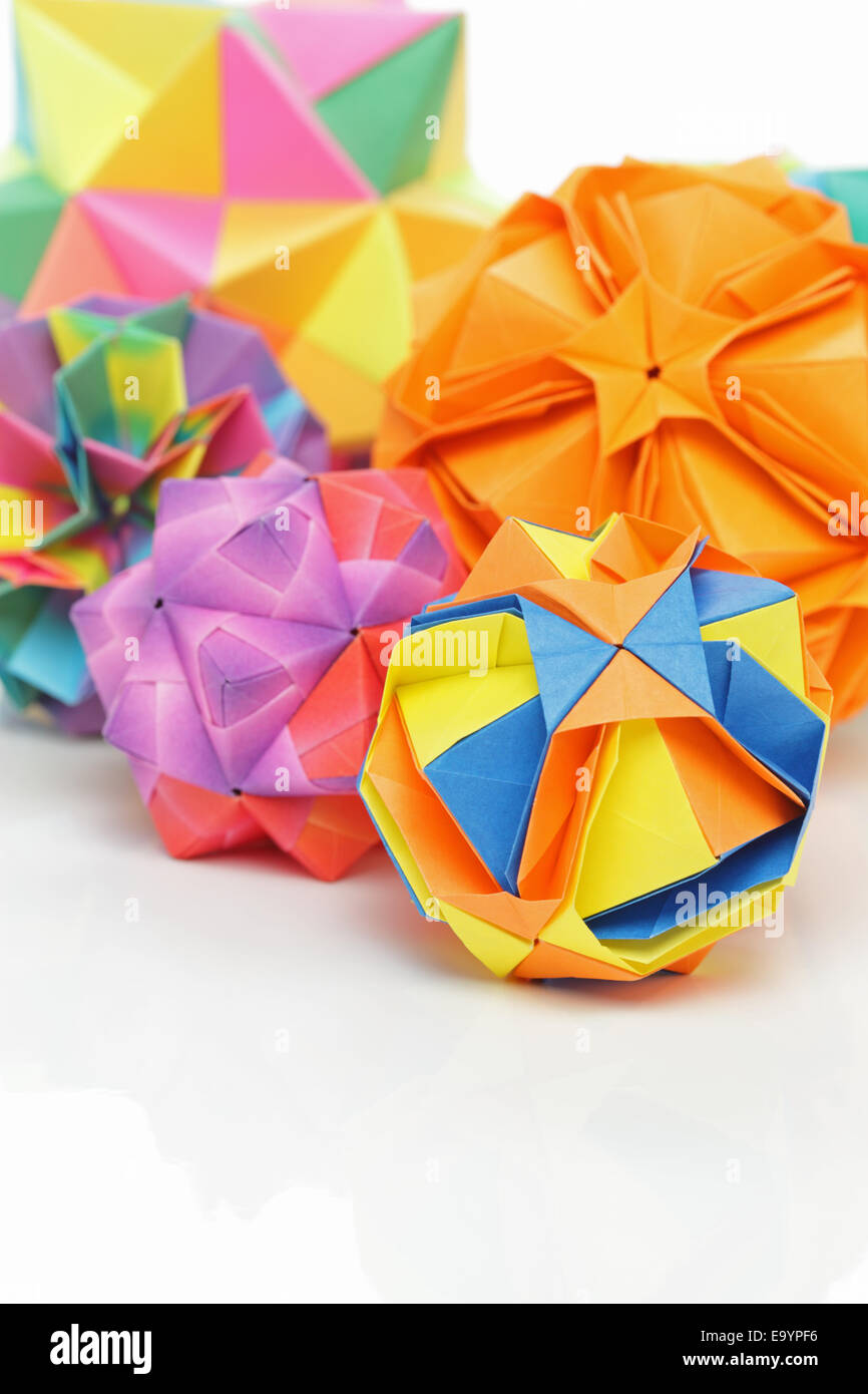 Polyhedron Origami Group Of Colourful Origami Geometric Polyhedron