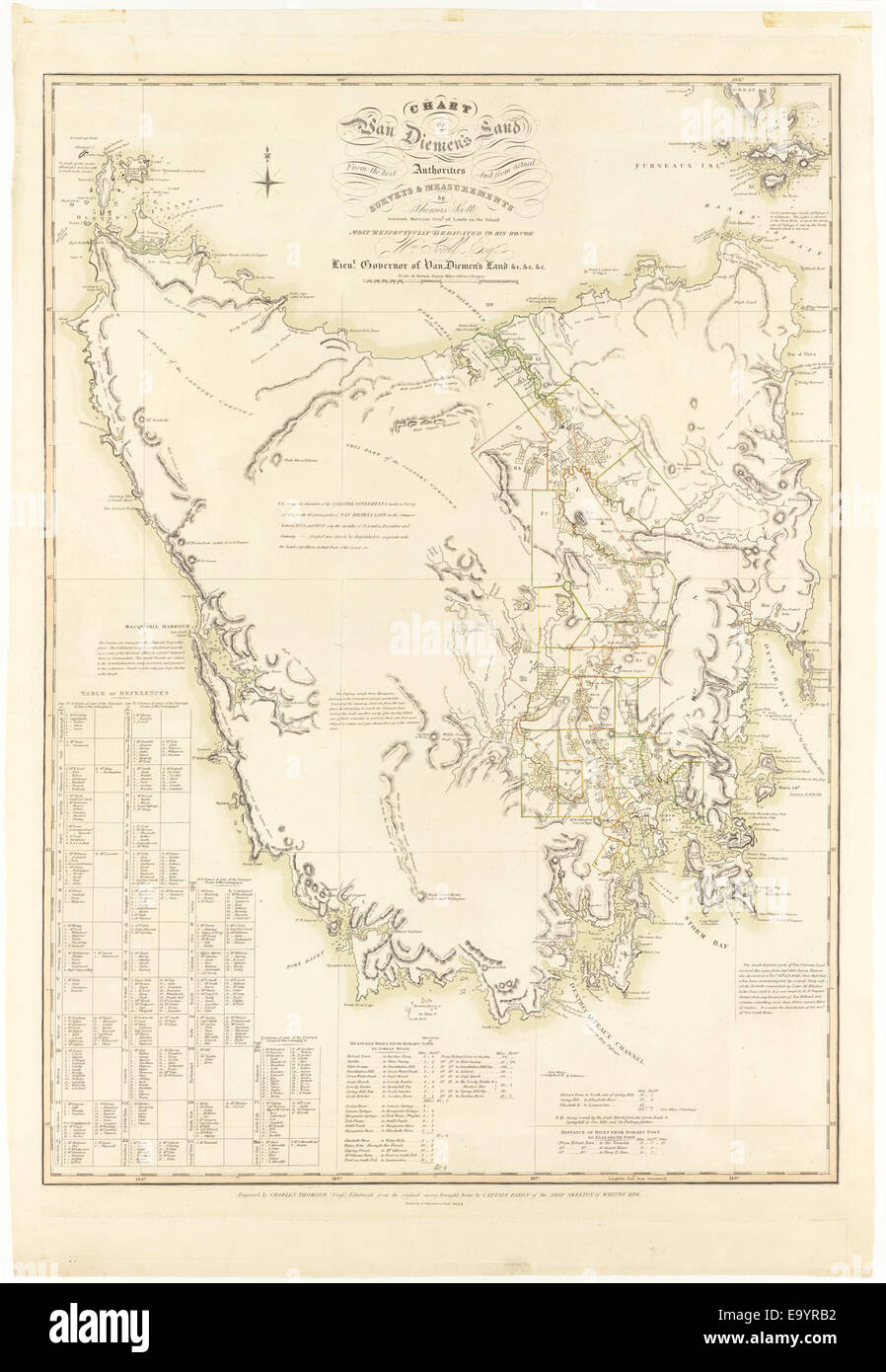 This 1824 chart of Van Diemen's Land (Tasmania) was created by Thomas ...