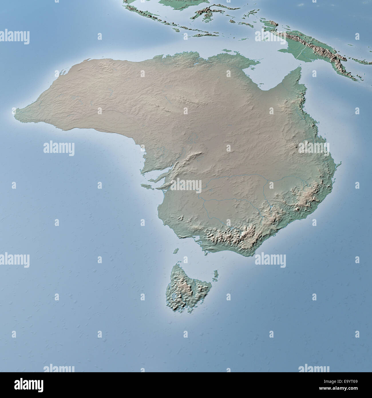 Australia. Shaded relief map with major urban areas Stock Photo - Alamy