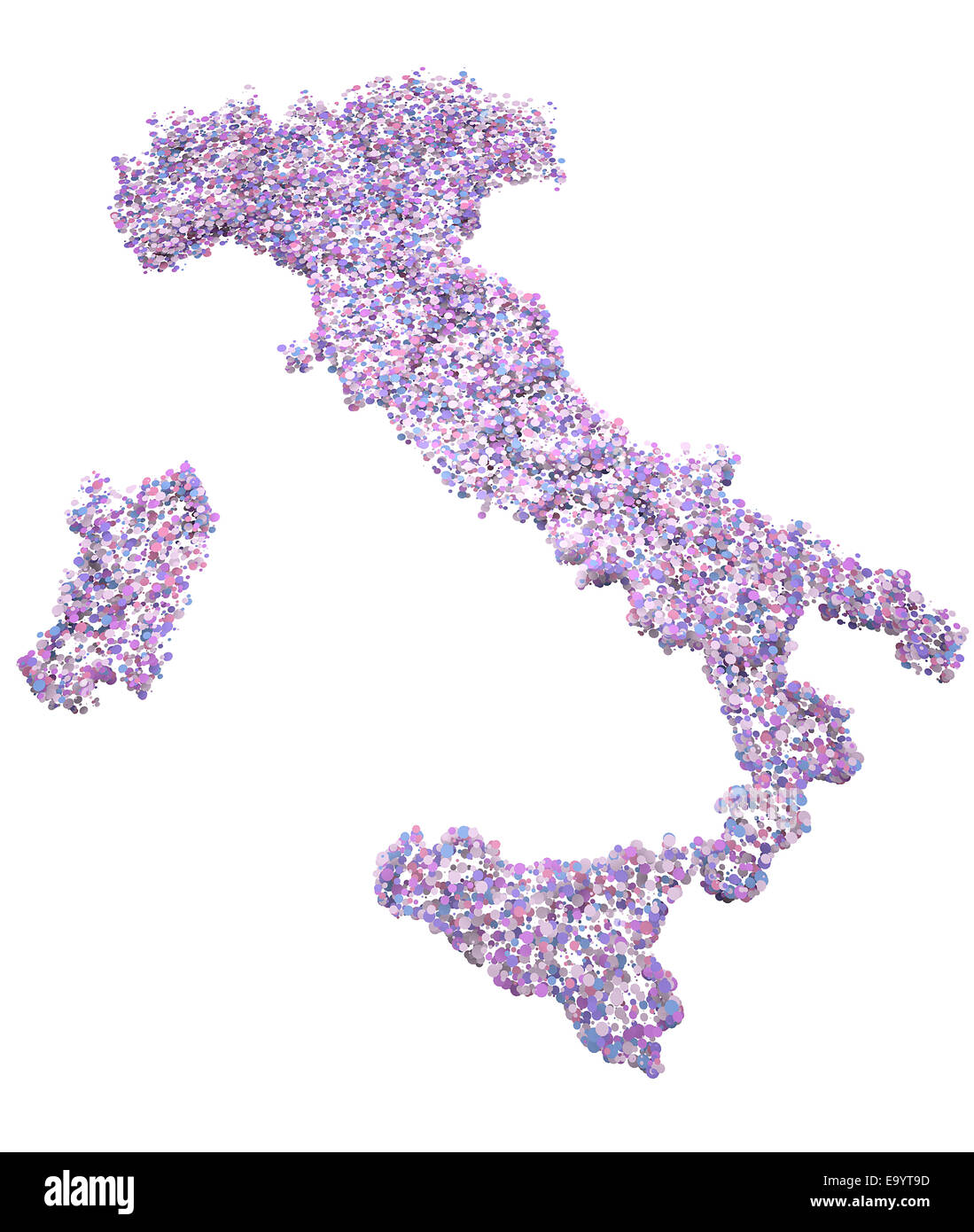 Map of Italy from purple and pink points on white background Stock ...