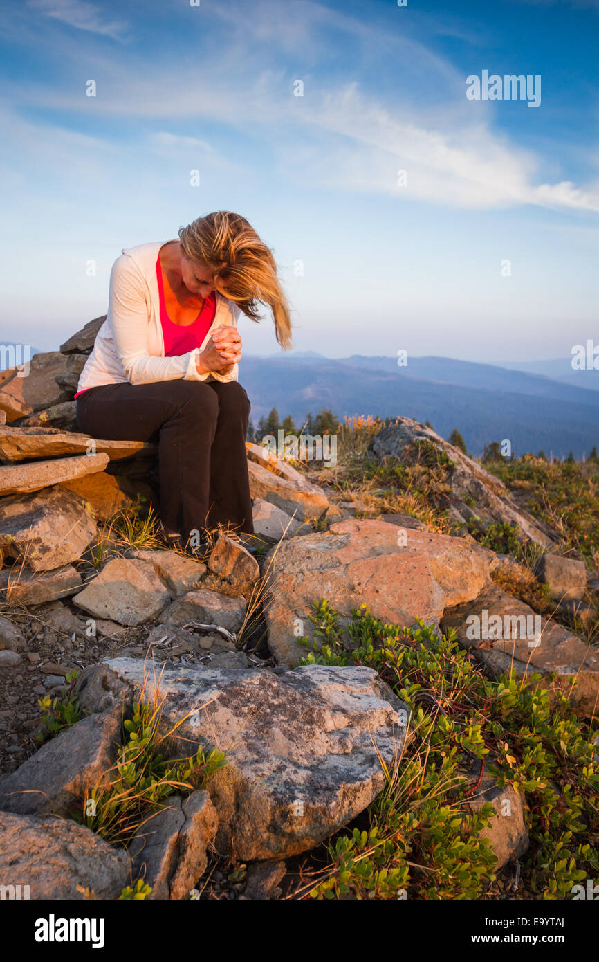 Praying on top of the mountain hi-res stock photography and images - Alamy