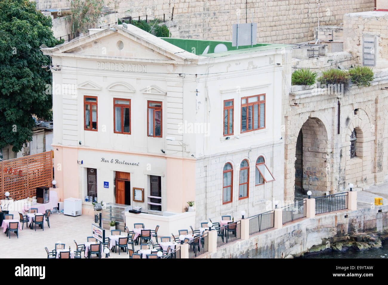 Police Station Bar & Restaurant, Valletta, Malta Stock Photo - Alamy
