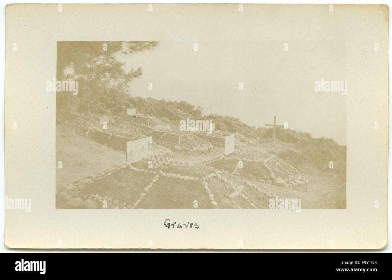 This image shows graves of soldiers at Gallipoli, a site of significant ...