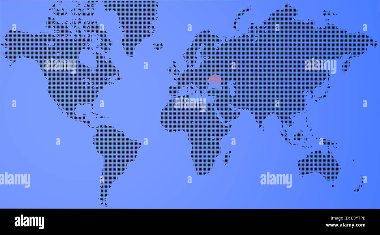 3d illustration of the world map in blue color Stock Photo - Alamy