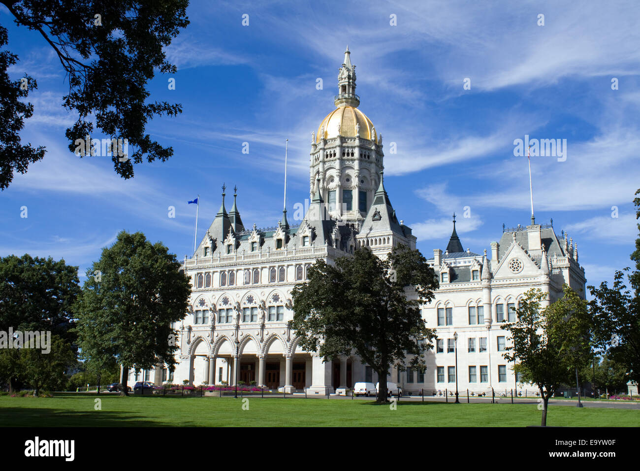 Connecticut state capitol and surrounding lawn which is located in ...