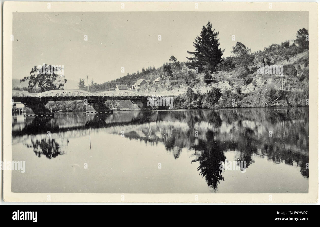 This photograph shows Huonville Bridge in the 1910s, an important ...