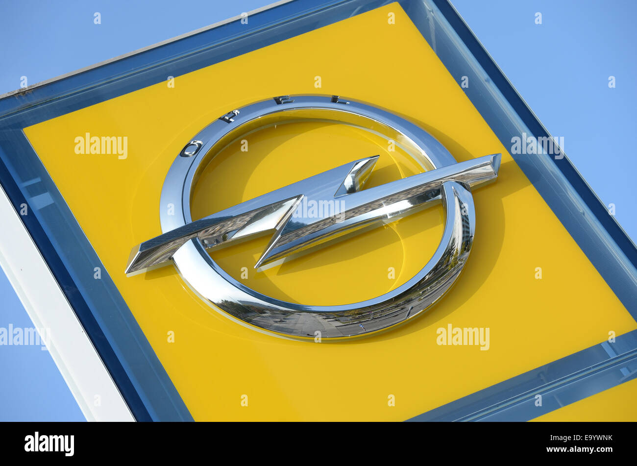 Munich, Germany. 29th Oct, 2014. The logo of the Opel motor company on ...