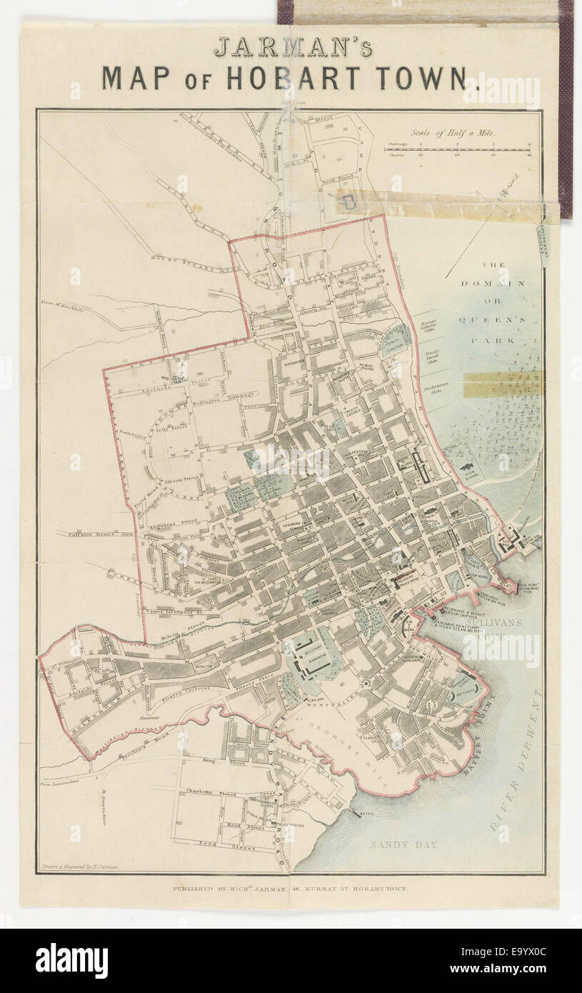 Jarman's Map of Hobart Town, created in 1858, is a detailed ...