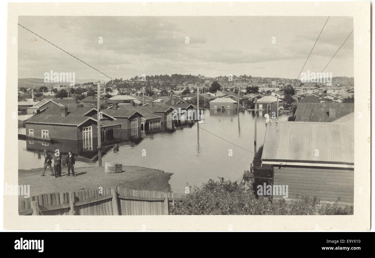 This image depicts the severe flooding on Home Street in Invermay ...