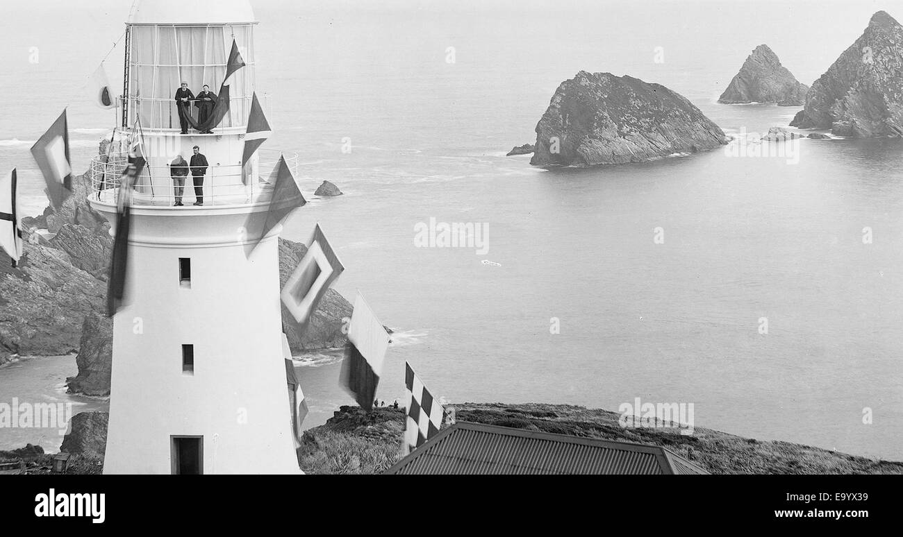 Island lighthouse flags Black and White Stock Photos & Images - Alamy