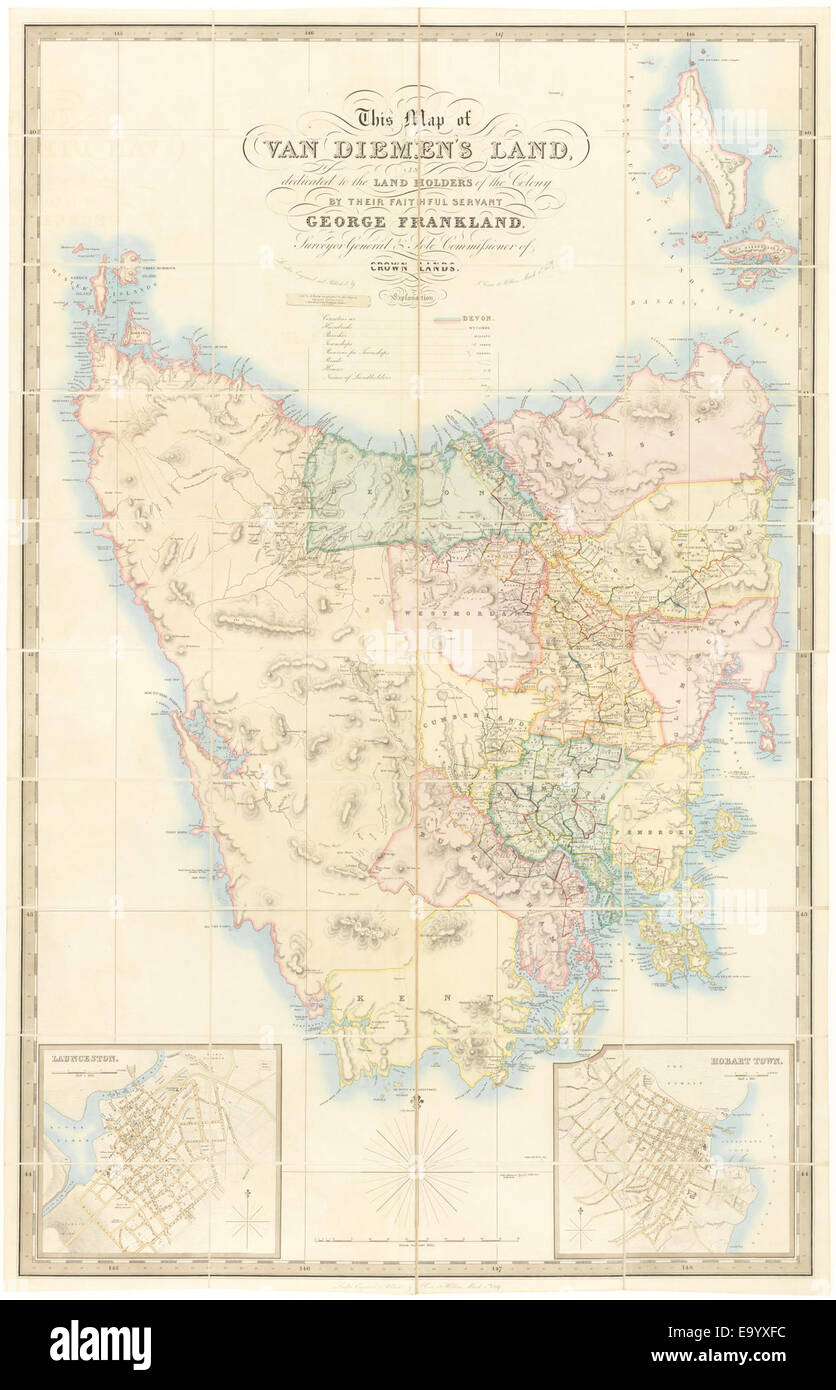 This 1839 map of Van Diemen's Land (now Tasmania), created by George ...
