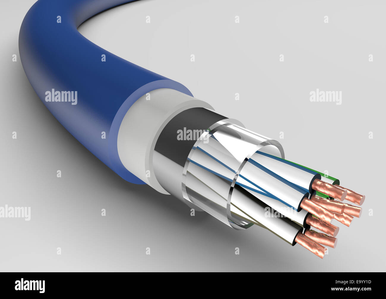 Armored electric copper cable, data transmission Stock Photo - Alamy
