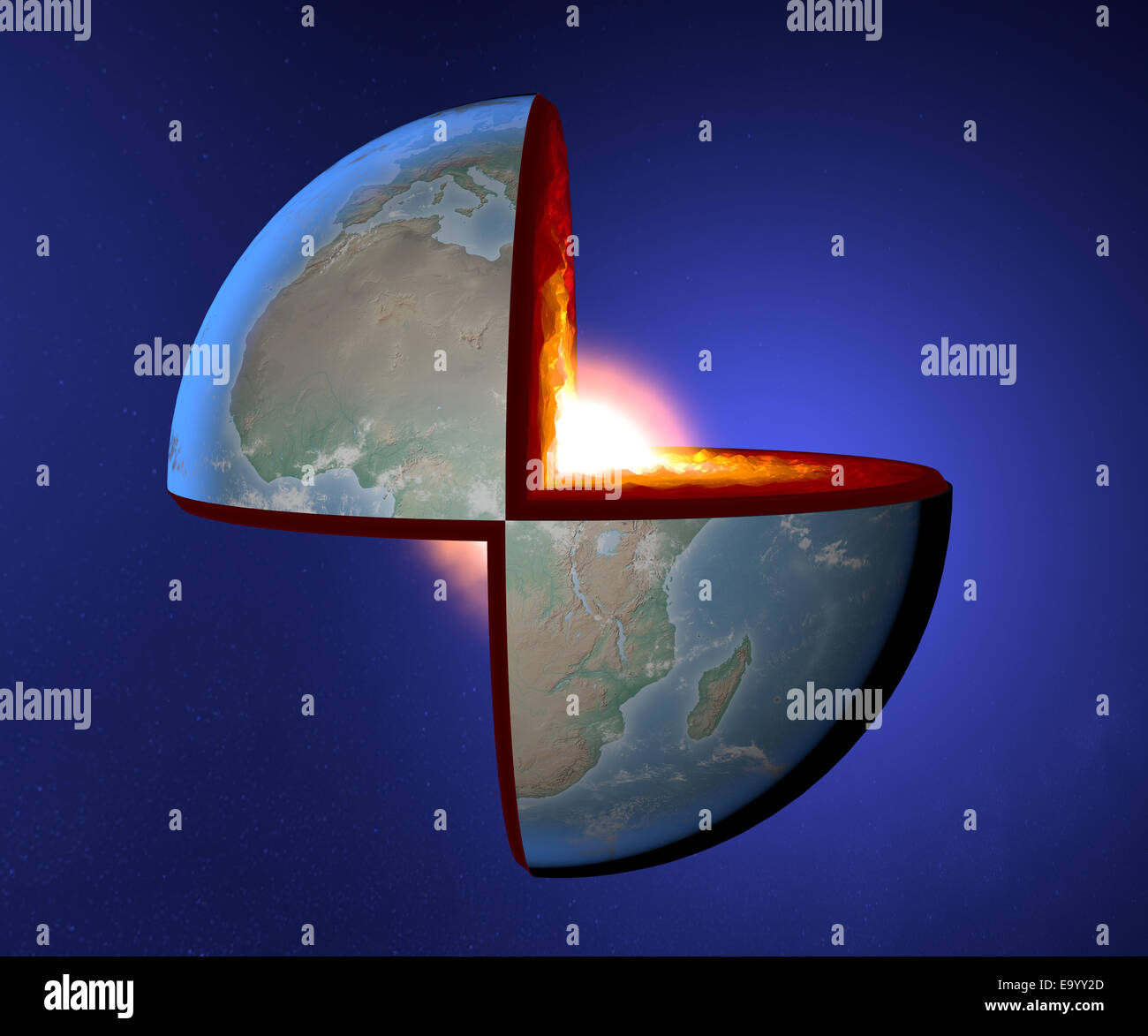 Earth's core, Earth, world, split, geophysics Stock Photo - Alamy
