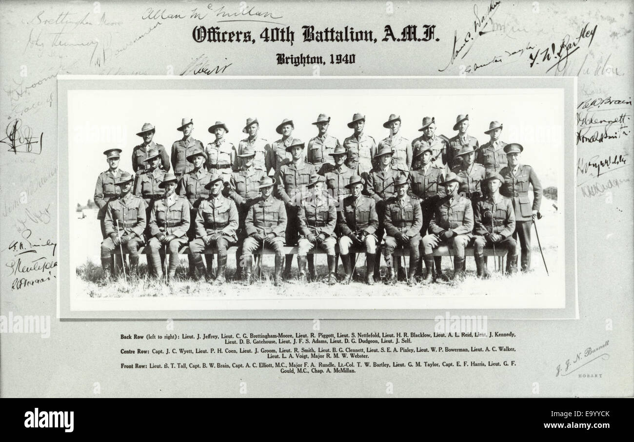 A photograph of officers from the 40th Battalion, Australian Military ...