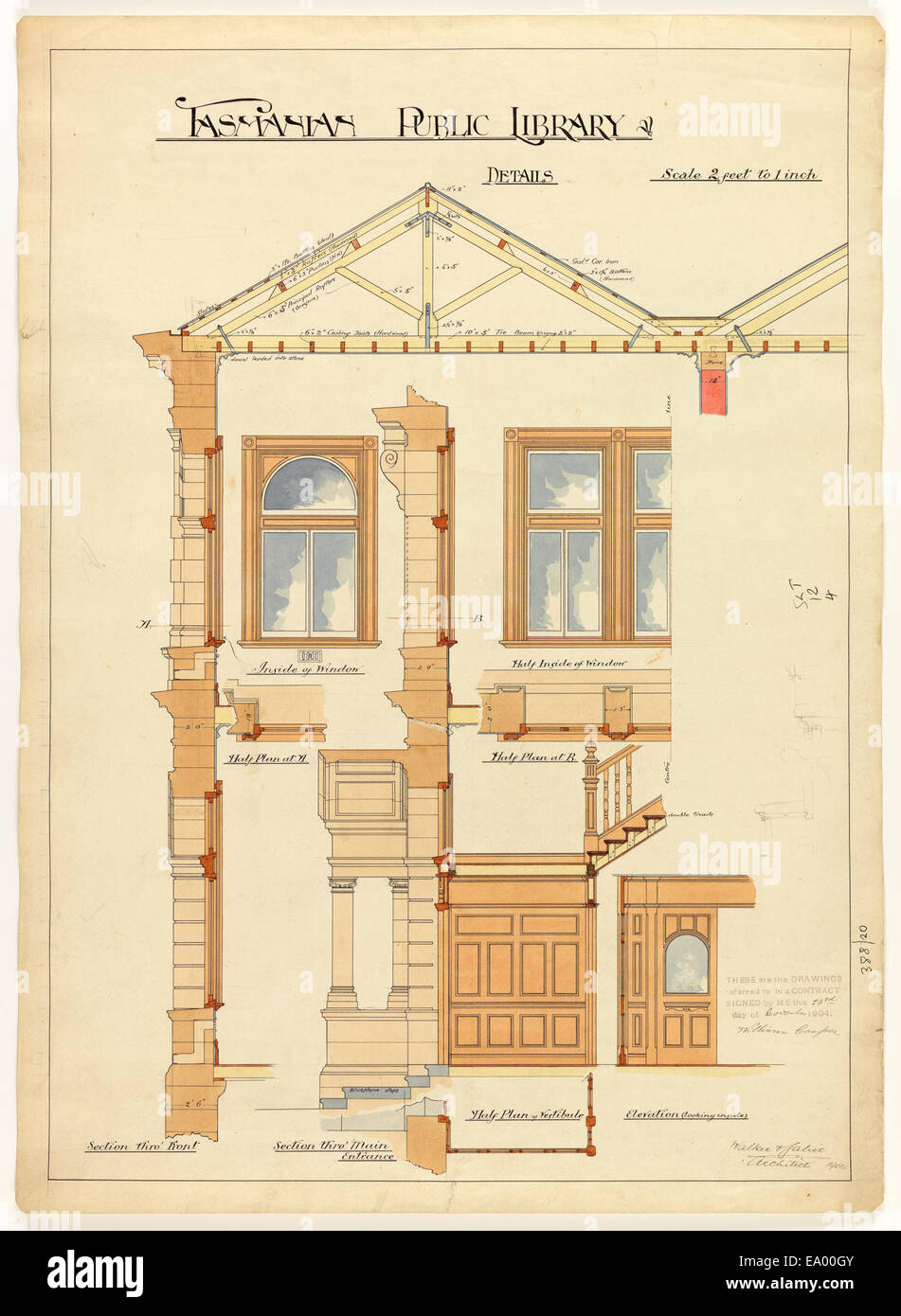 This architectural drawing depicts the plan for the Public Library ...