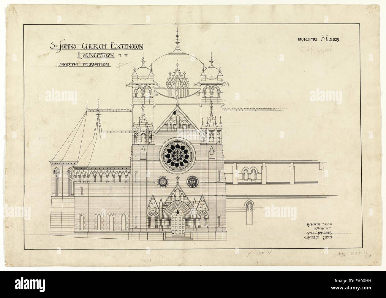 A detailed architectural plan for the extension of St. John's Church in ...