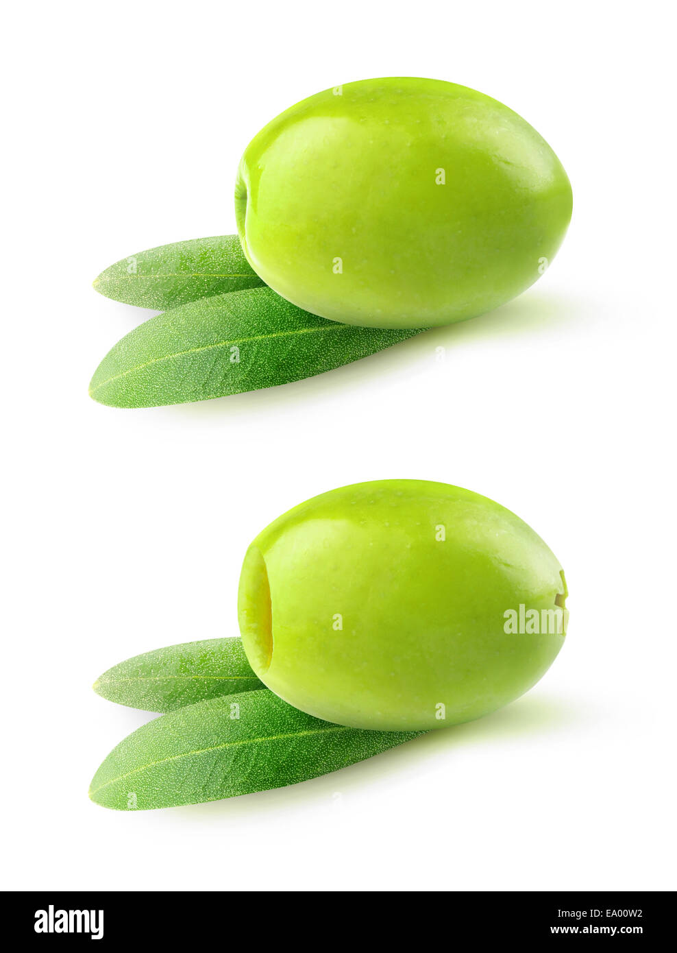 Pitted green olives Cut Out Stock Images & Pictures - Alamy