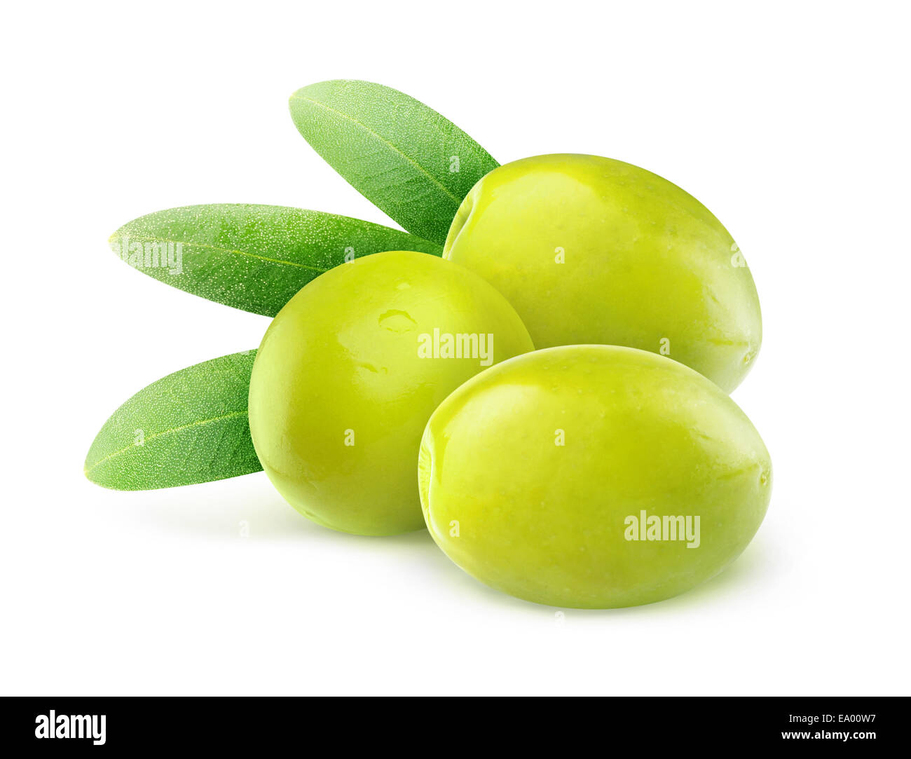 Three green olives isolated on white Stock Photo - Alamy