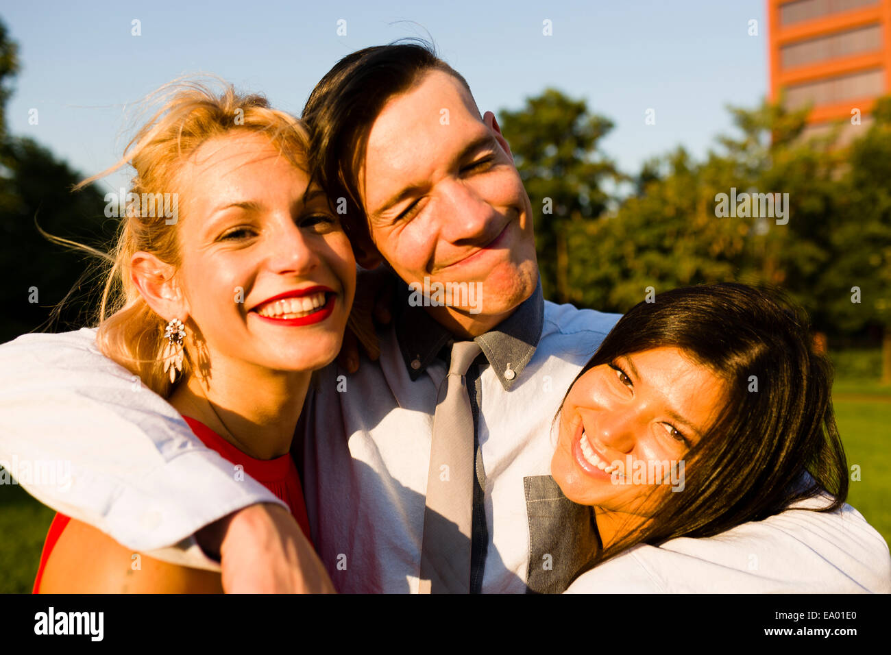 Three Friends Hugging
