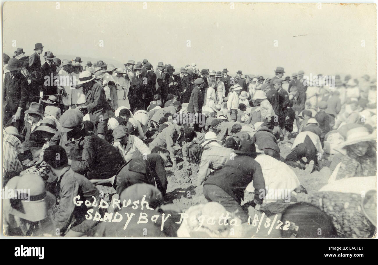 A 1920s photograph capturing the Sandy Bay Regatta in Tasmania, showcasing sailing boats and ...