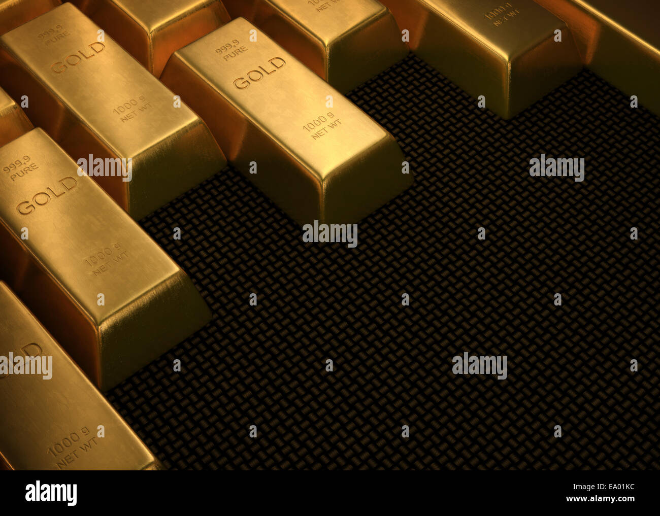 Gold bars on black surface. Your text in space without gold Stock Photo ...