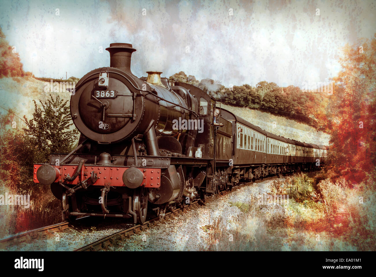 Vintage steam train Stock Photo - Alamy