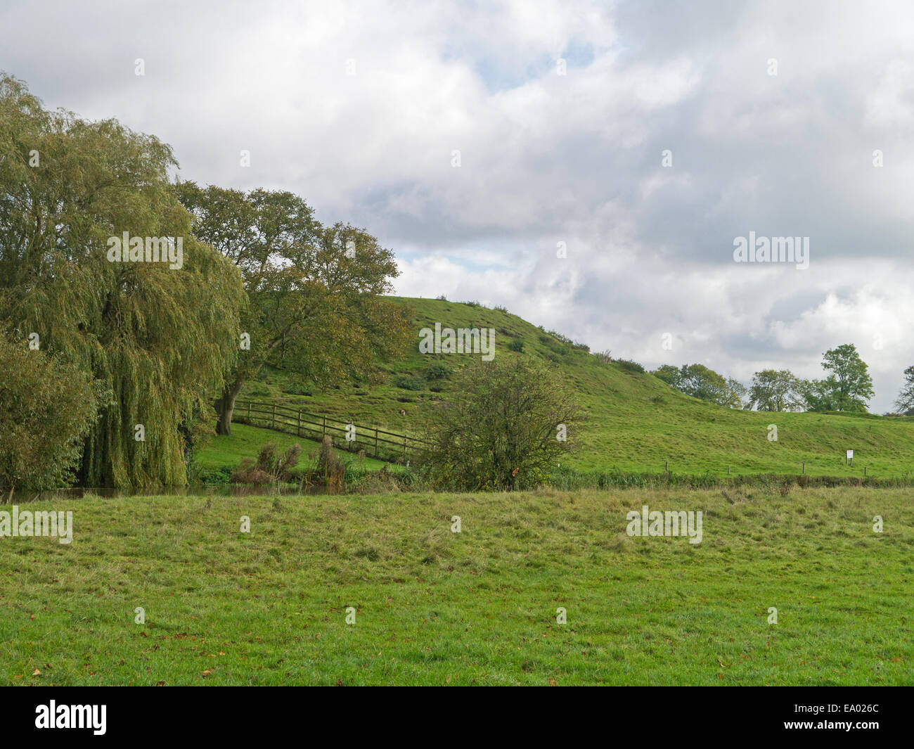 The motte of Fotheringhay Castle, Northamptonshire, UK; the original ...