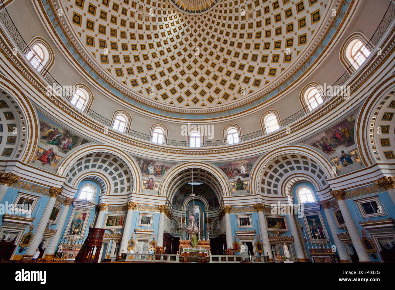 Interior View Of The Dome Of The Rotunda Of St Marija Assunta, Mosta, Malta Stock Photo - Alamy