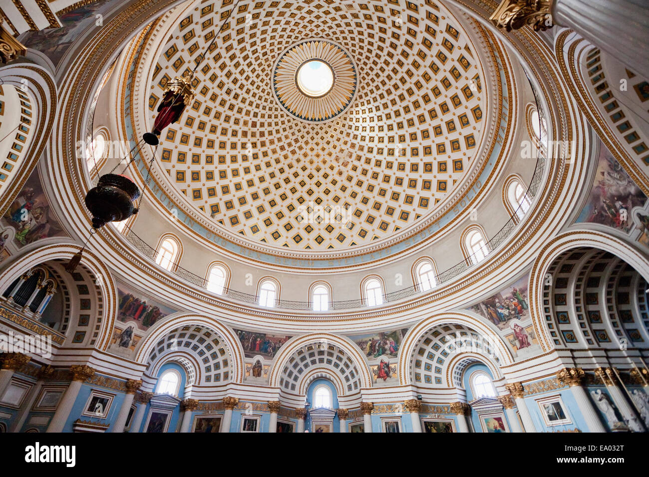 Interior View Of The Dome Of The Rotunda Of St Marija Assunta, Mosta ...