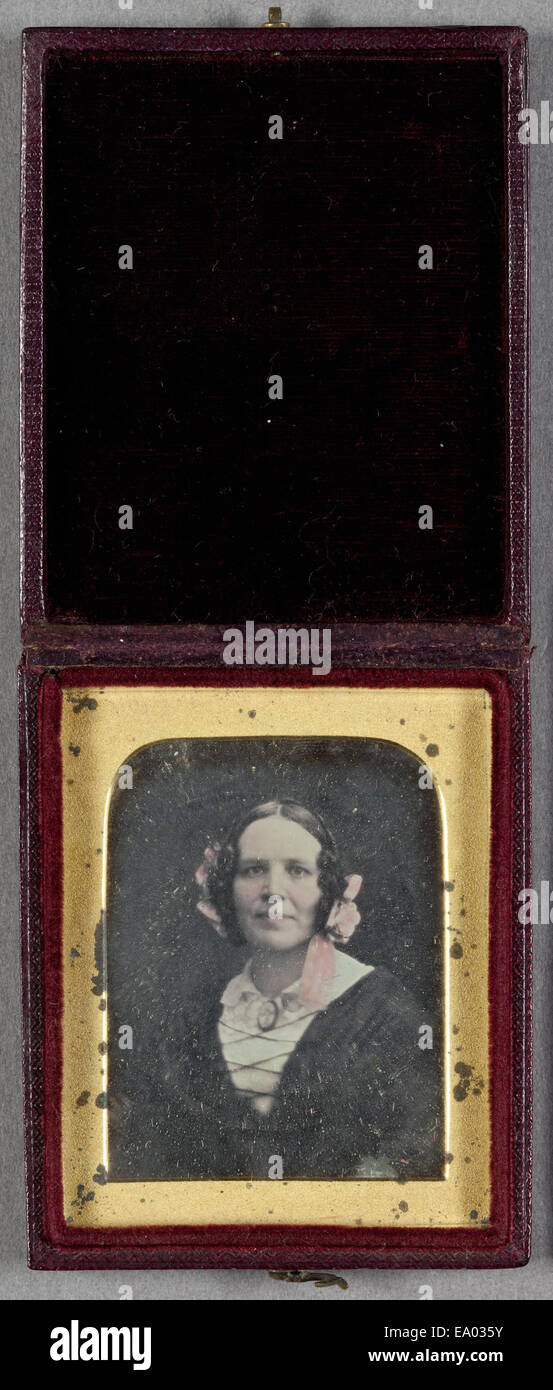 A daguerreotype portrait taken by Antoine Claudet, featuring a woman ...