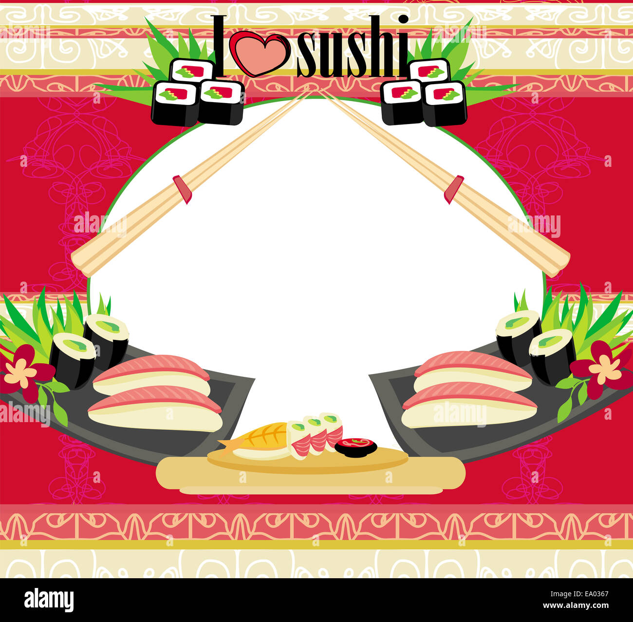 Japanese food menu - vintage card Stock Photo - Alamy