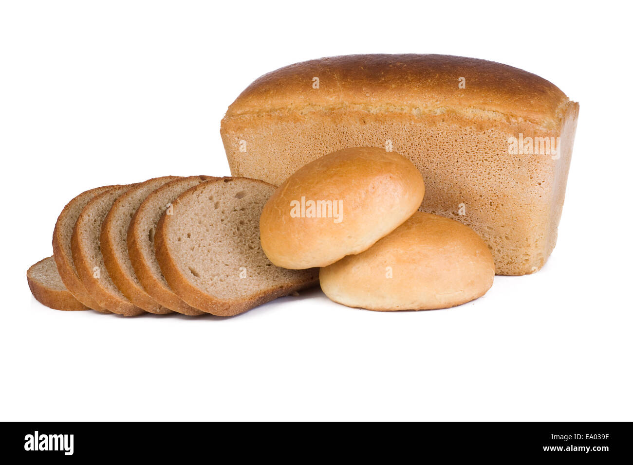 isolated bun and cutting bread Stock Photo - Alamy