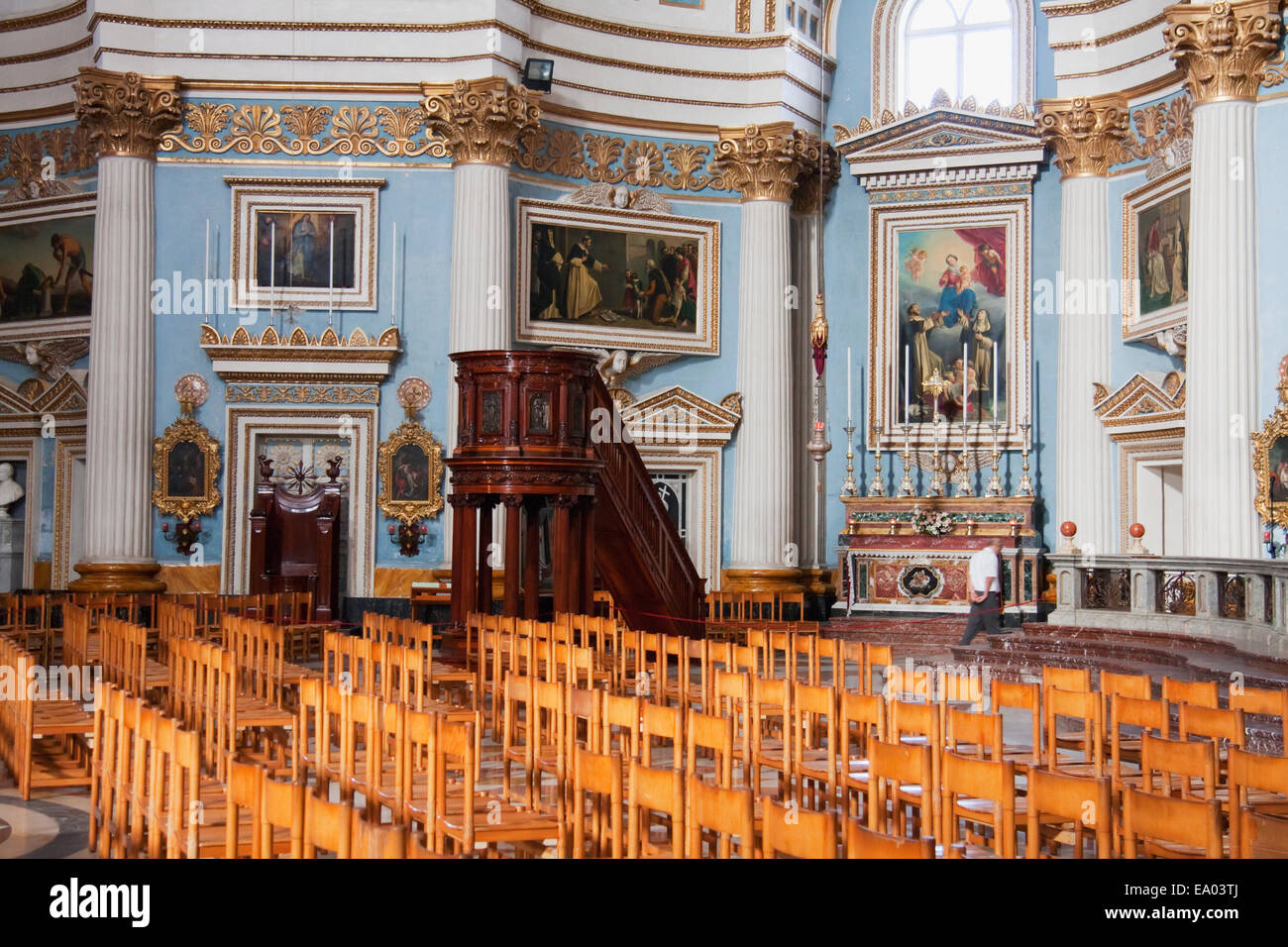 Interior Of The Rotunda Of St Marija Assunta, Mosta, Malta Stock Photo ...
