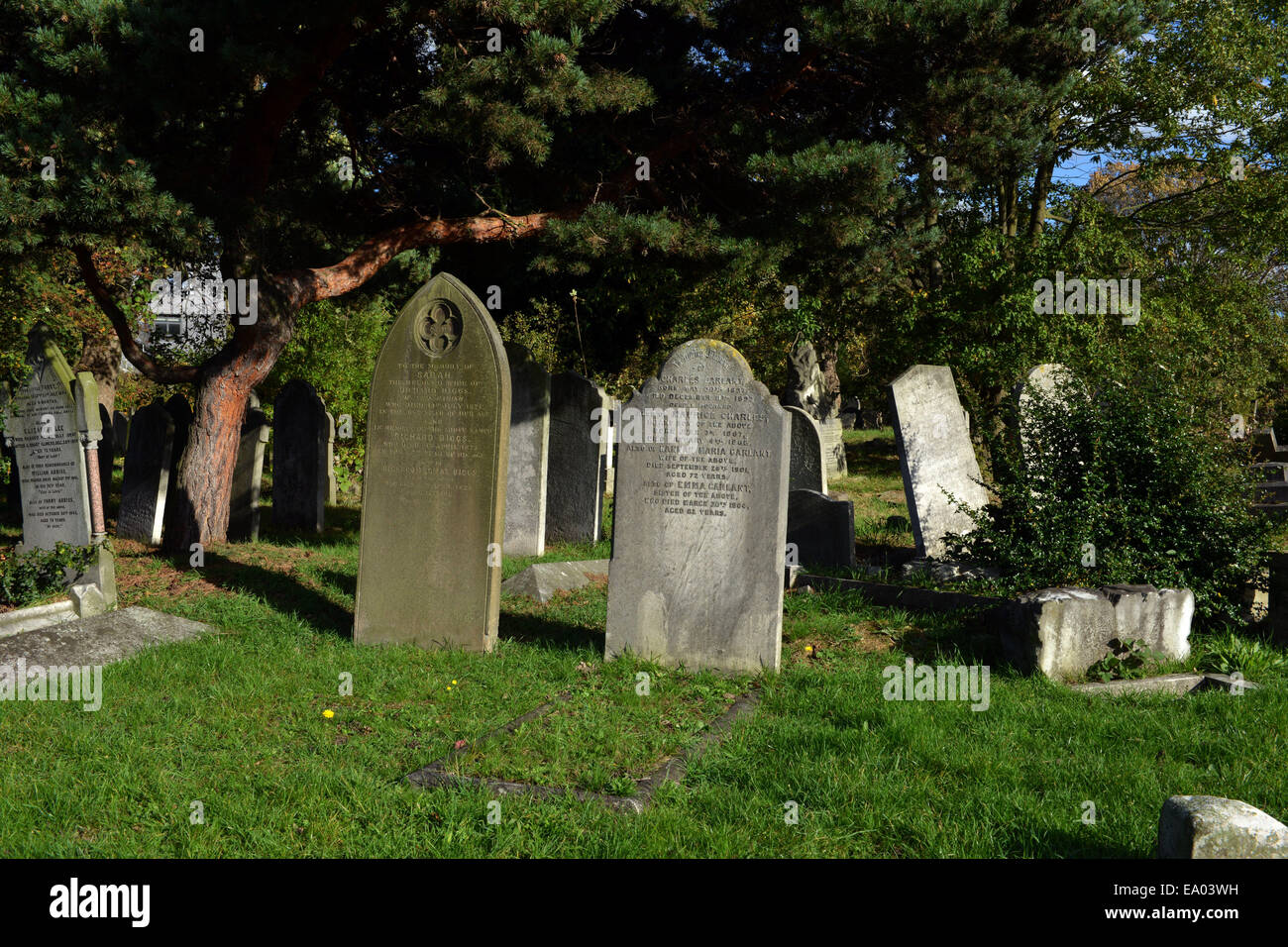 Gravestones at Brockley and Ladywell Cemetery, South East London Stock ...
