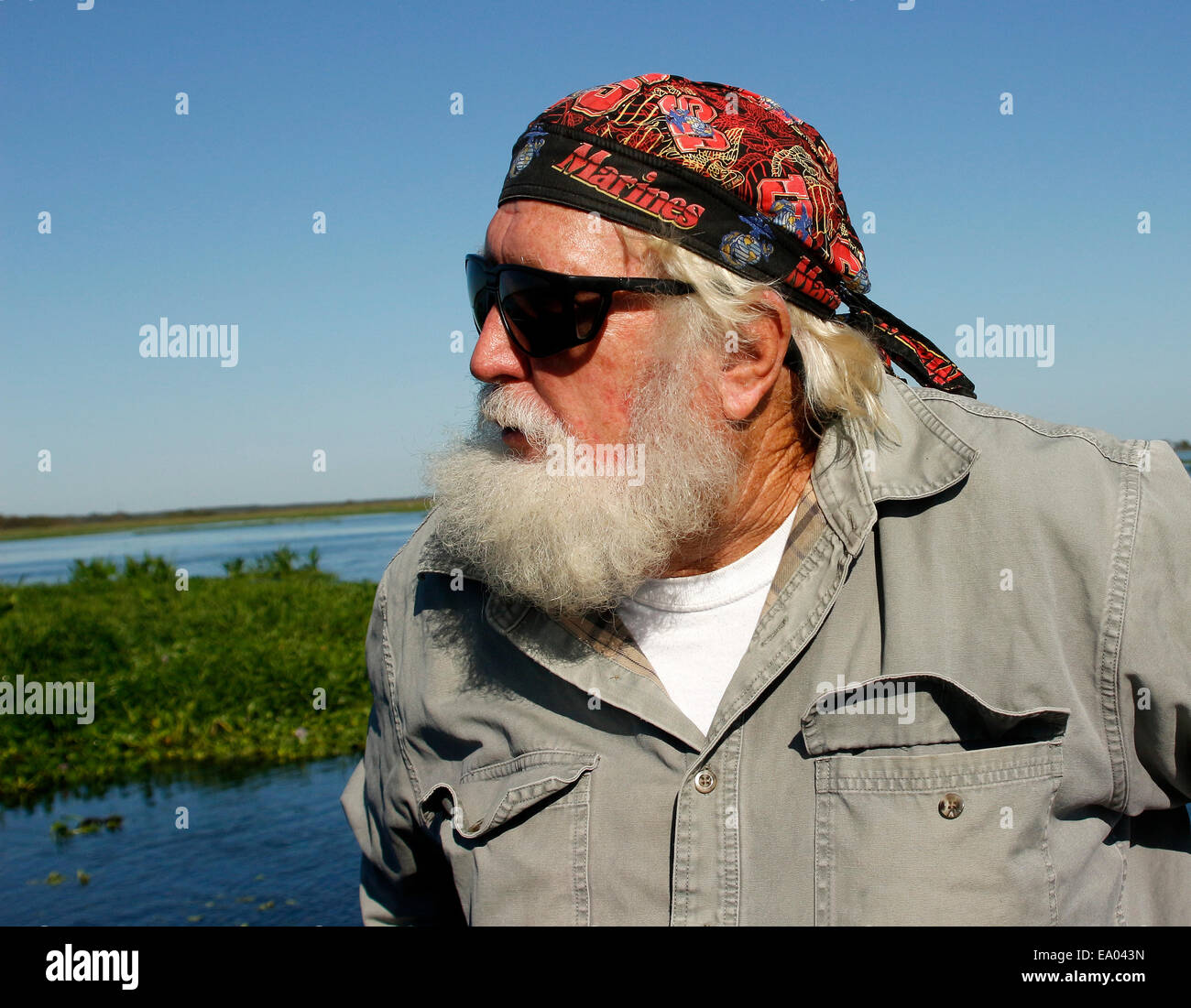 Captain Johnny Long, air boat pilot on the St John's river near ...
